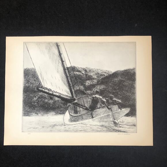 Vintage | Art | Edward Hopper The Cat Boat 93s Art Print Treasury ...